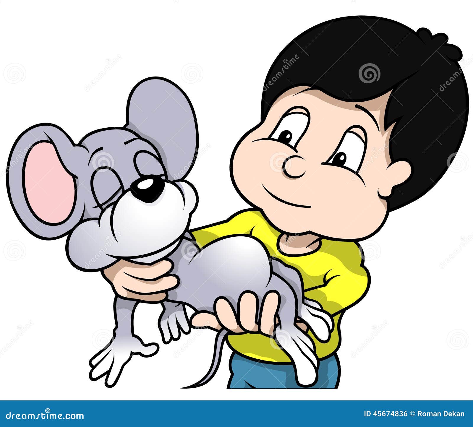 Boy Holding Mouse stock vector. Illustration of mouse - 45674836