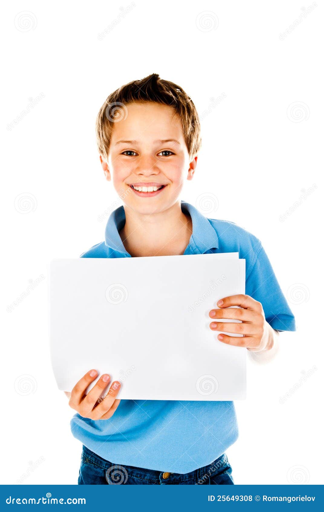 Boy holding paper stock photo. Image of blank, document - 25649308