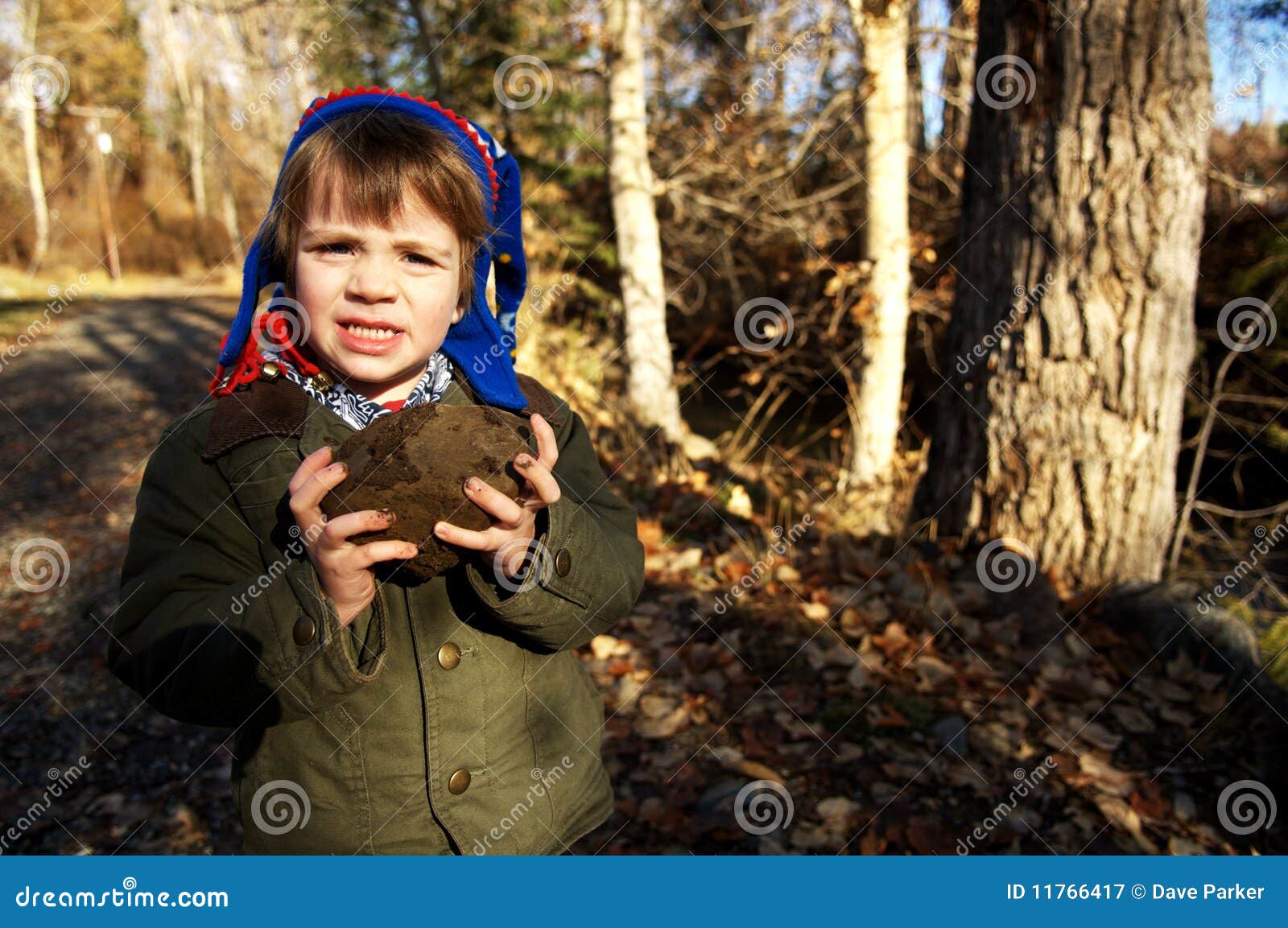 Boy holding rock stock image. Image of leaves, blue, smiling - 11766417