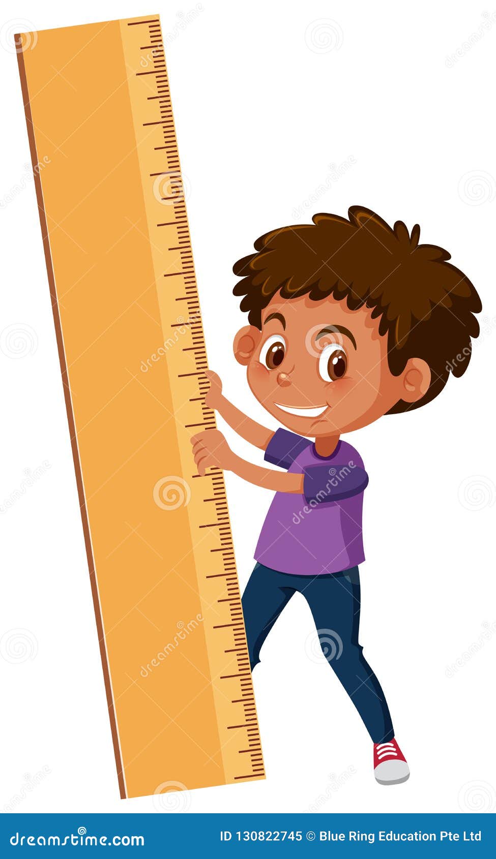 A boy holding ruler stock vector. Illustration of draw - 130822745