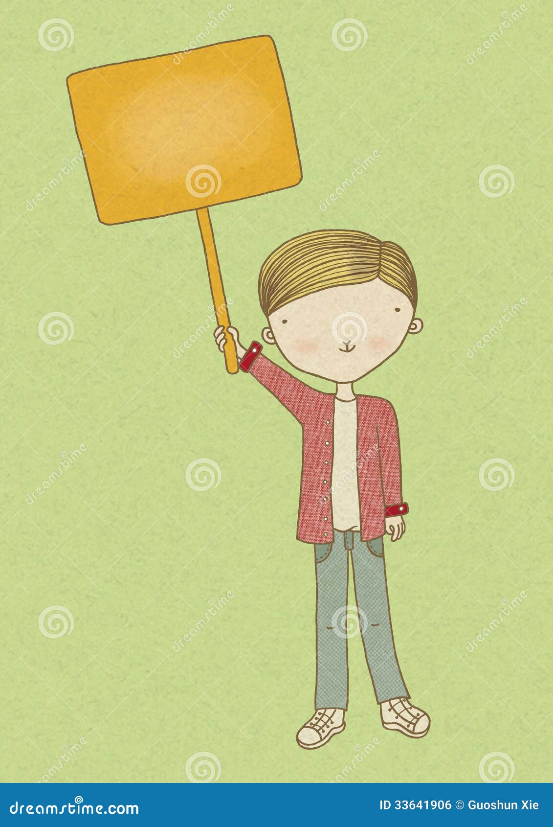 Boy Holding Signs stock illustration. Illustration of retail - 33641906