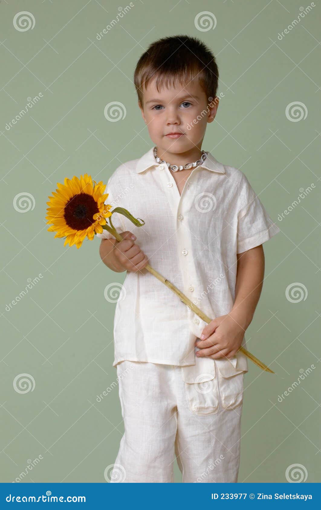 Kid Holding Sunflower Outdoor. Royalty-Free Stock Photo | CartoonDealer ...