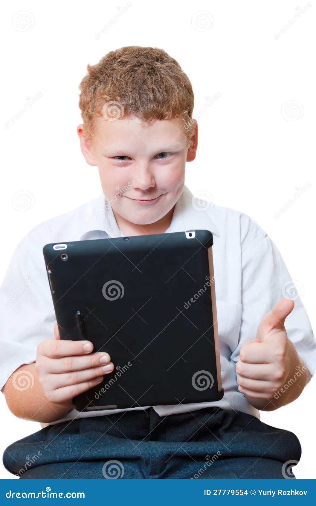 Boy Holding a Tablet Computer Stock Photo - Image of holding, tablet ...