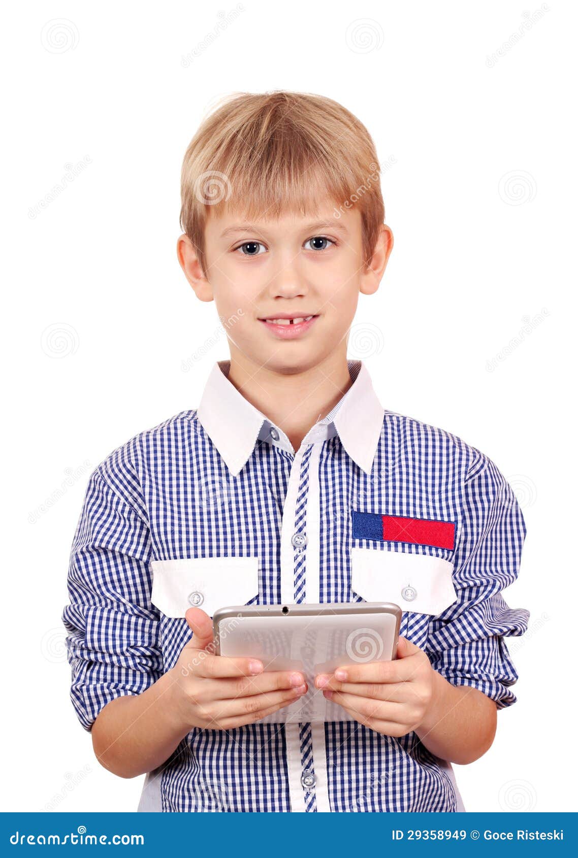 Boy holding tablet pc stock image. Image of white, technology - 29358949
