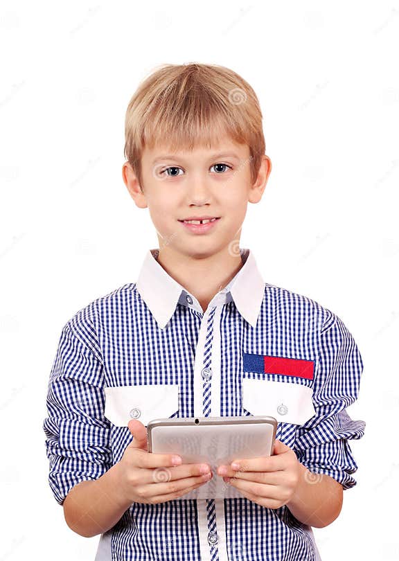 Boy holding tablet pc stock image. Image of white, technology - 29358949