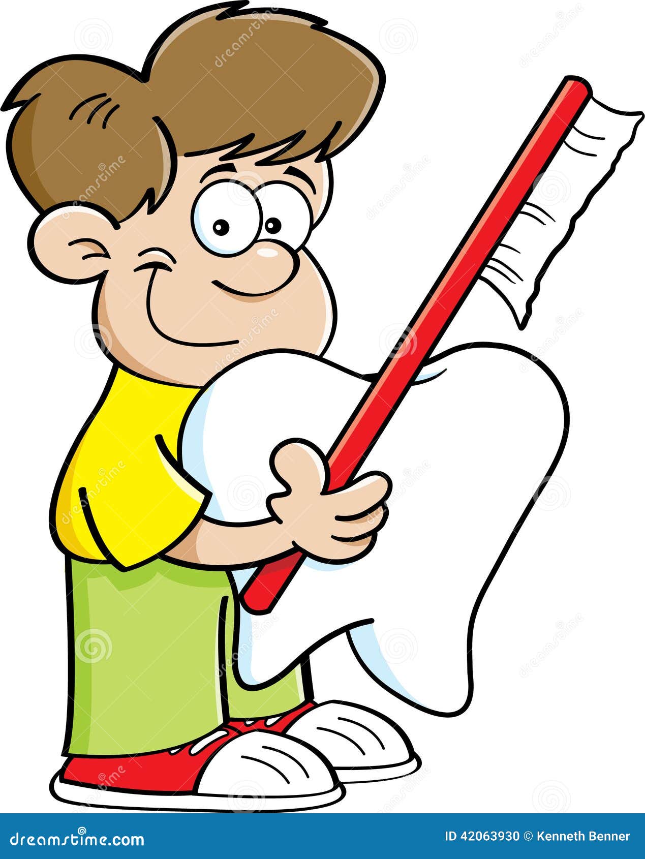 Boy Holding a Tooth and a Toothbrush Stock Vector - Illustration of ...