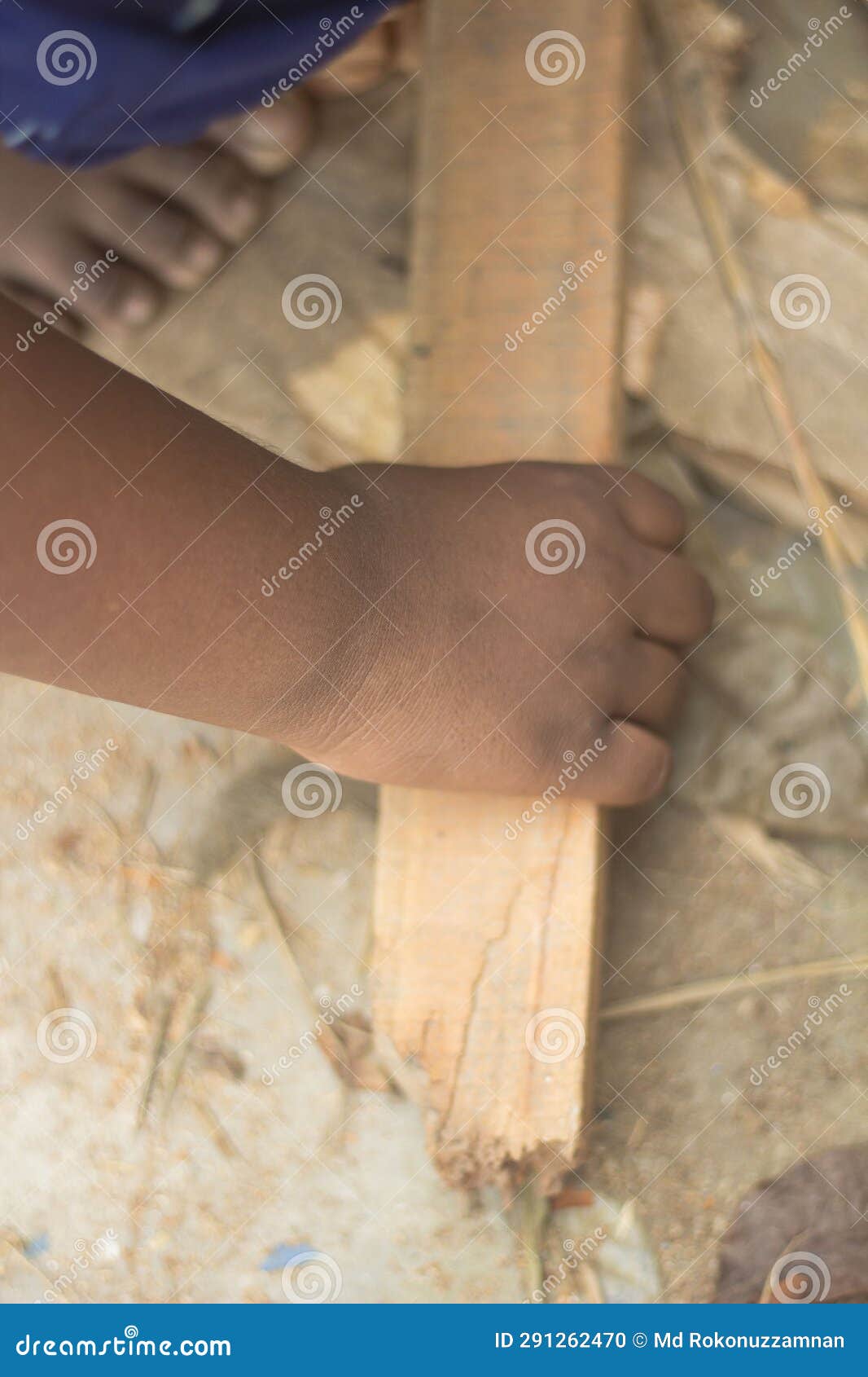 A Boy is Holding a Tree Stick with His Hand Stock Photo - Image of body ...