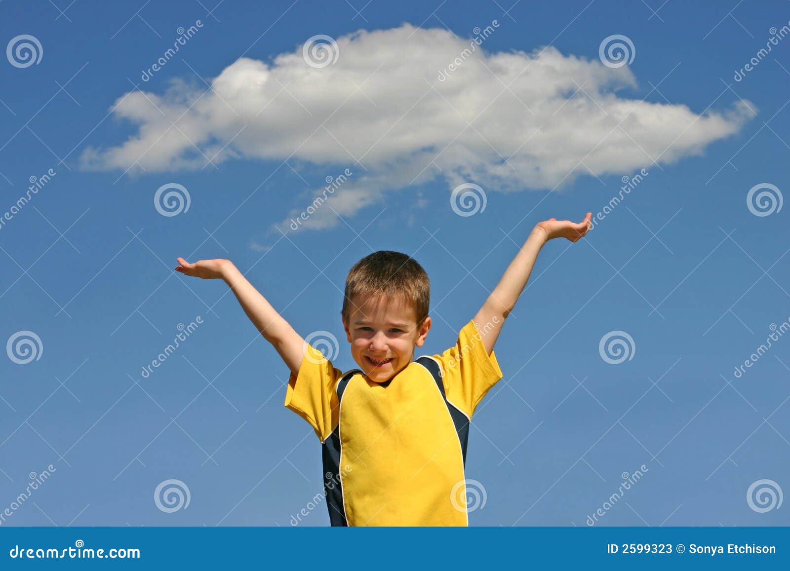 Boy Holding up a Cloud stock image. Image of face, small - 2599323