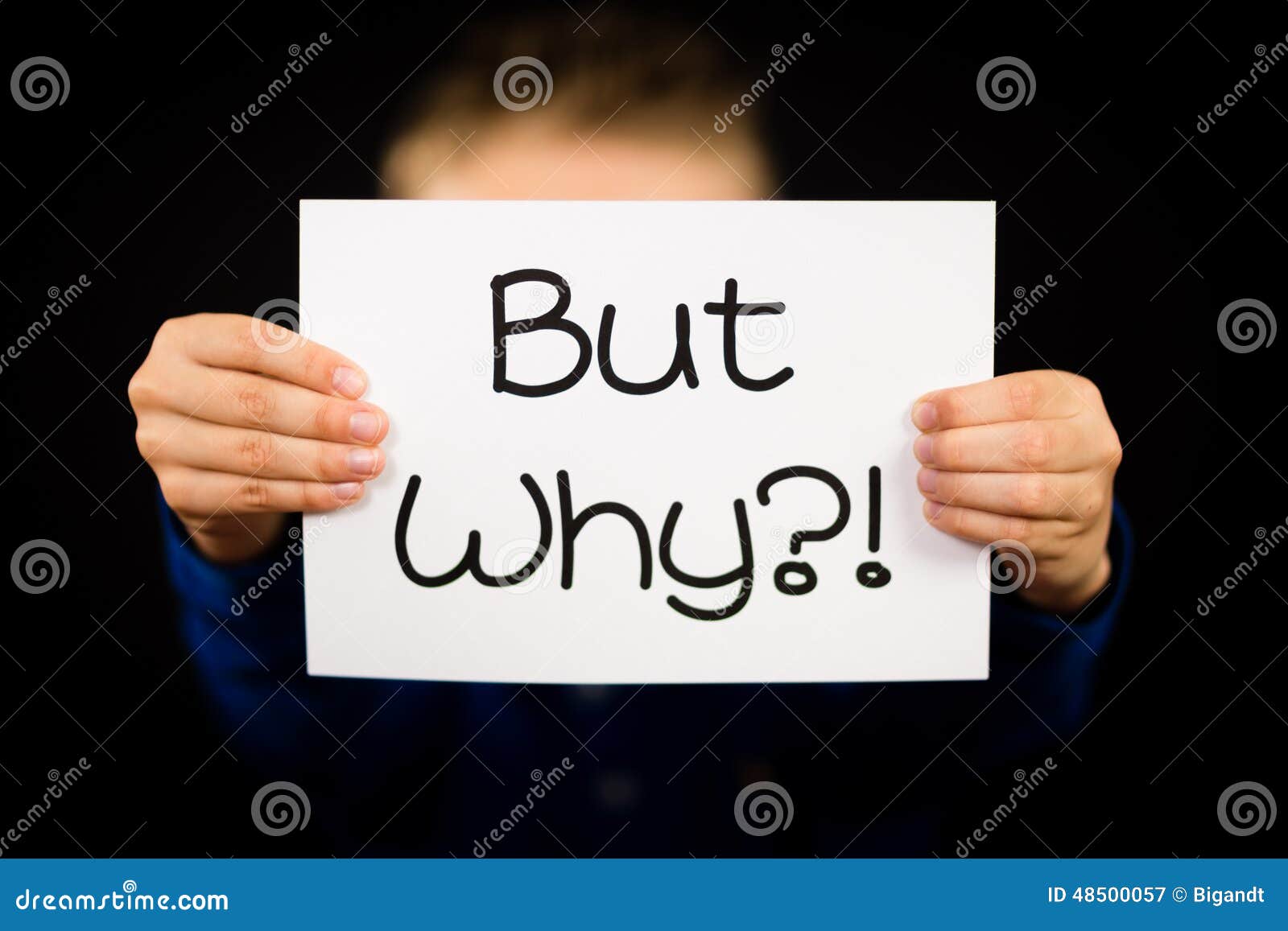Boy holding but why sign stock image. Image of sign, hands - 48500057