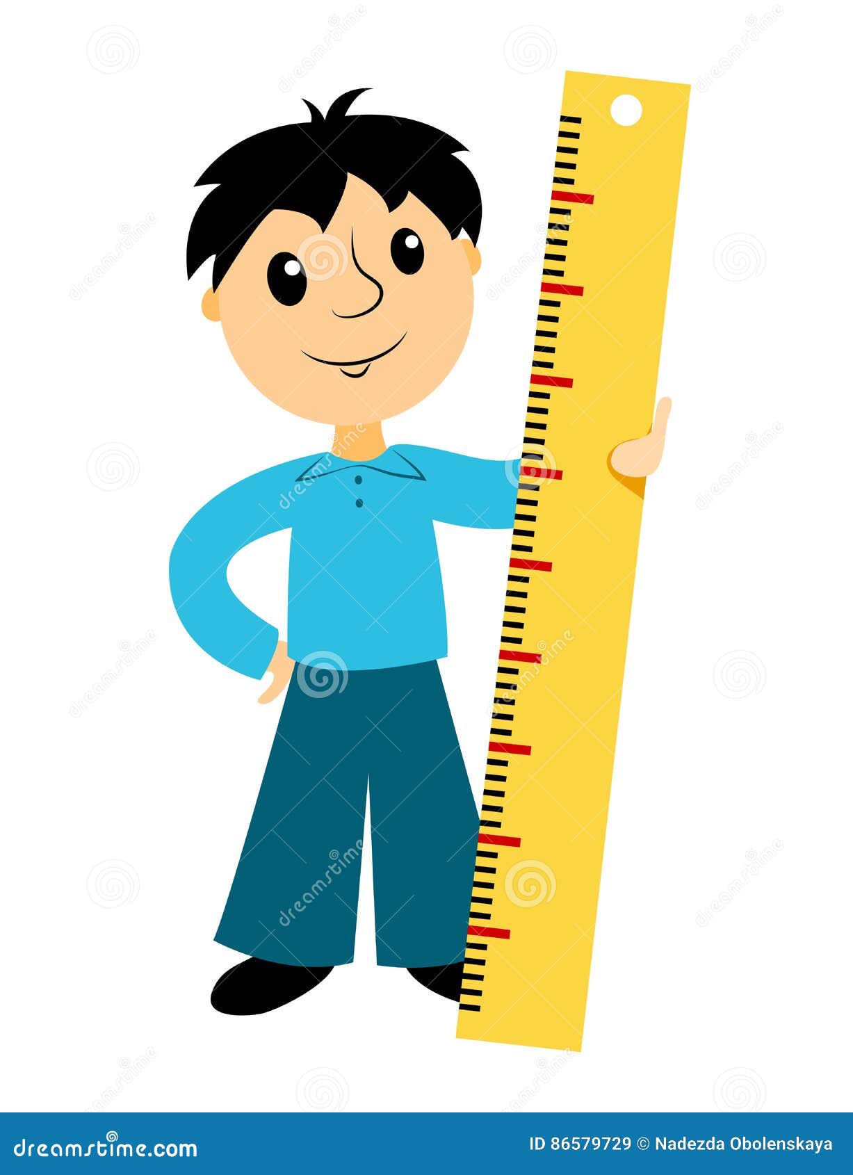 The boy holds a ruler stock vector. Illustration of cute - 86579729