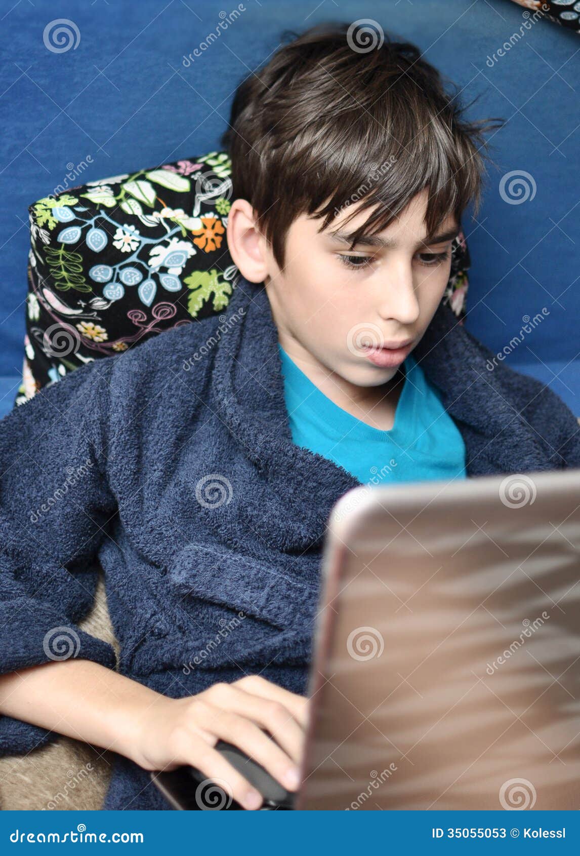 Boy and the home computer stock image. Image of male - 35055053