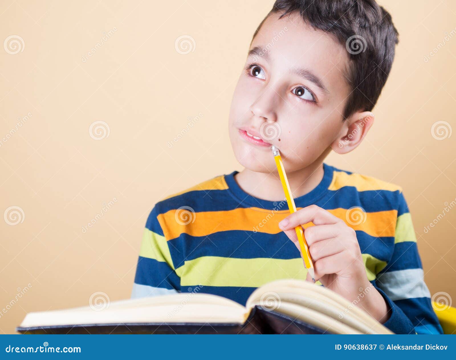 Boy and homework stock image. Image of idea, portrait - 90638637
