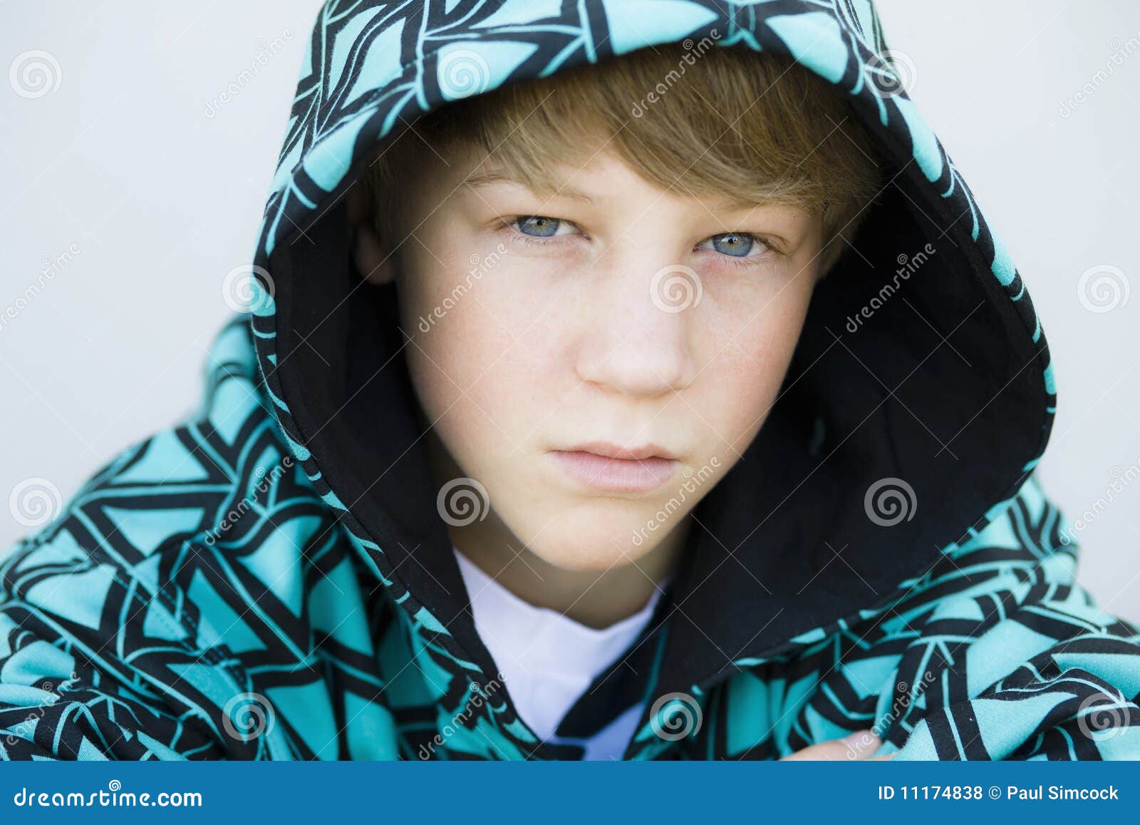 Boy in Hood Looking To Camera Stock Photo - Image of american ...