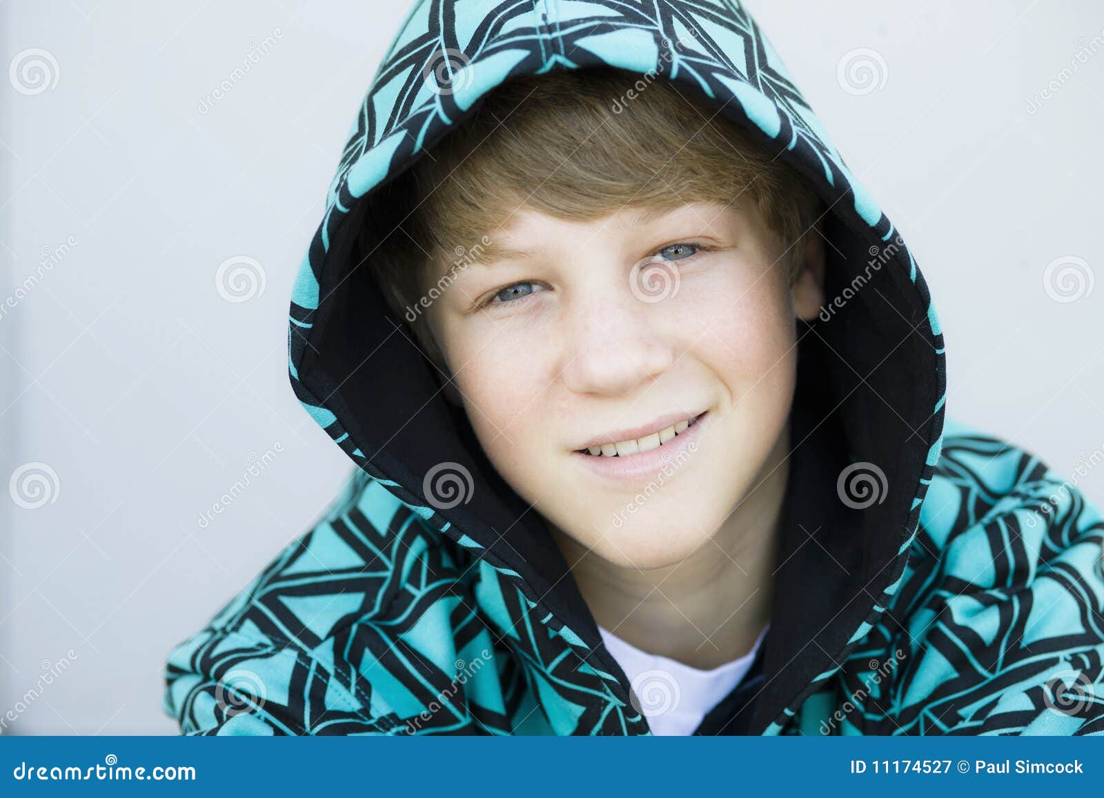 Boy in Hood Smiling To Camera Stock Image - Image of childhood, happy ...