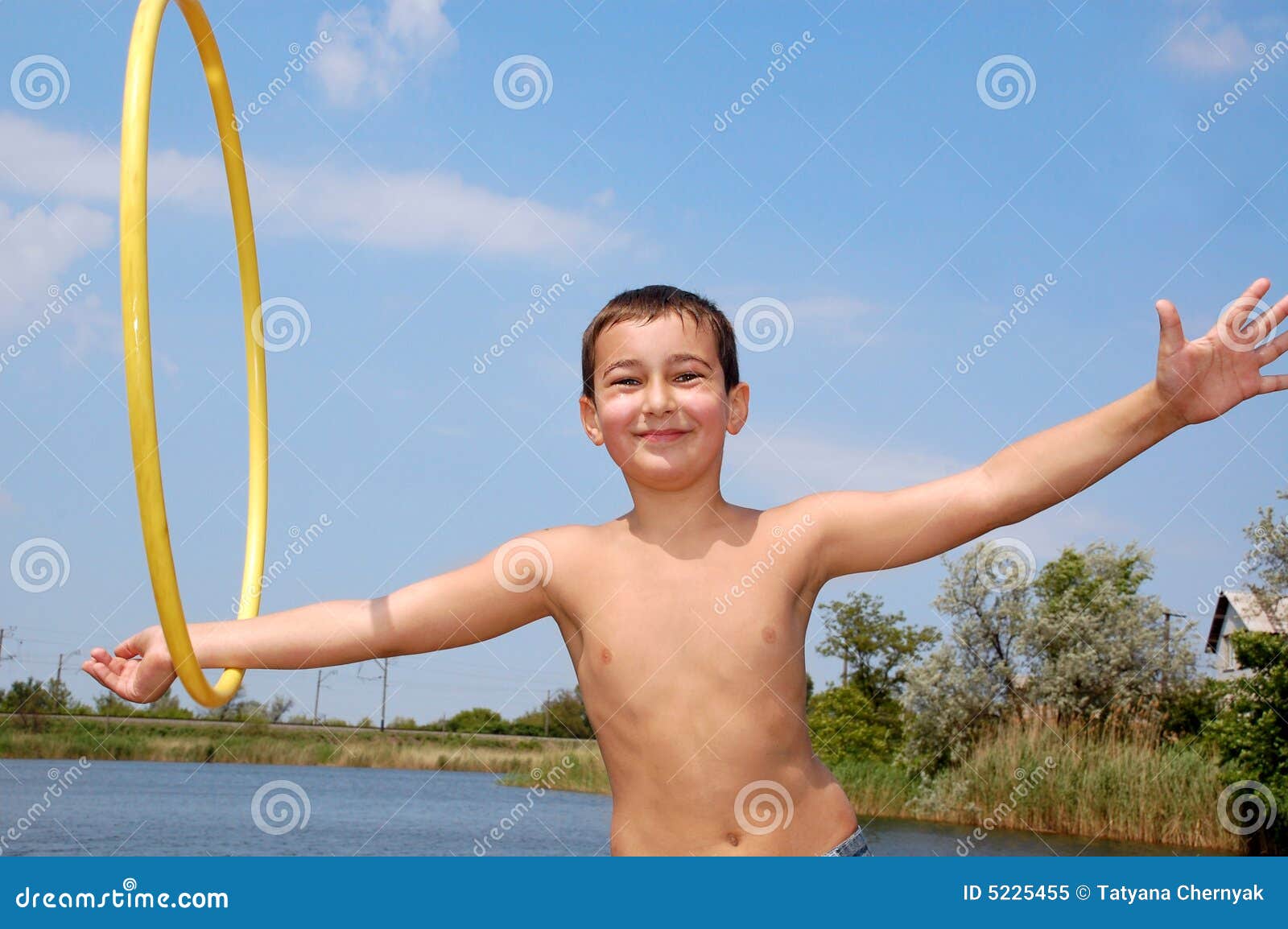 Boy with a hoop stock image. Image of sport, twirl, twist - 5225455