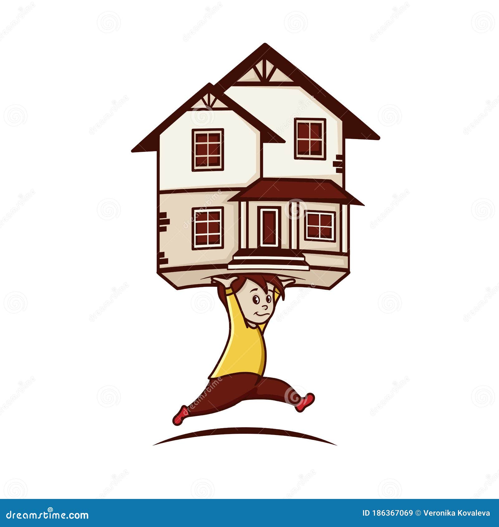 Boy with a House in His Arms Stock Vector - Illustration of small ...