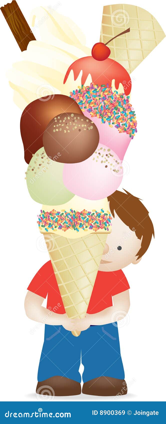 Boy And Huge Icecream Cartoon Vector | CartoonDealer.com #8900369