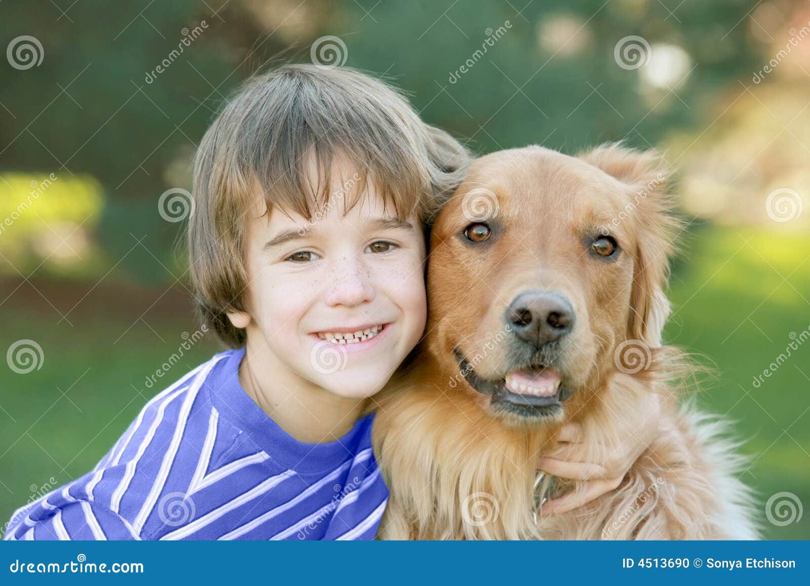 Boy Hugging Dog Royalty-Free Stock Image | CartoonDealer.com #4513690