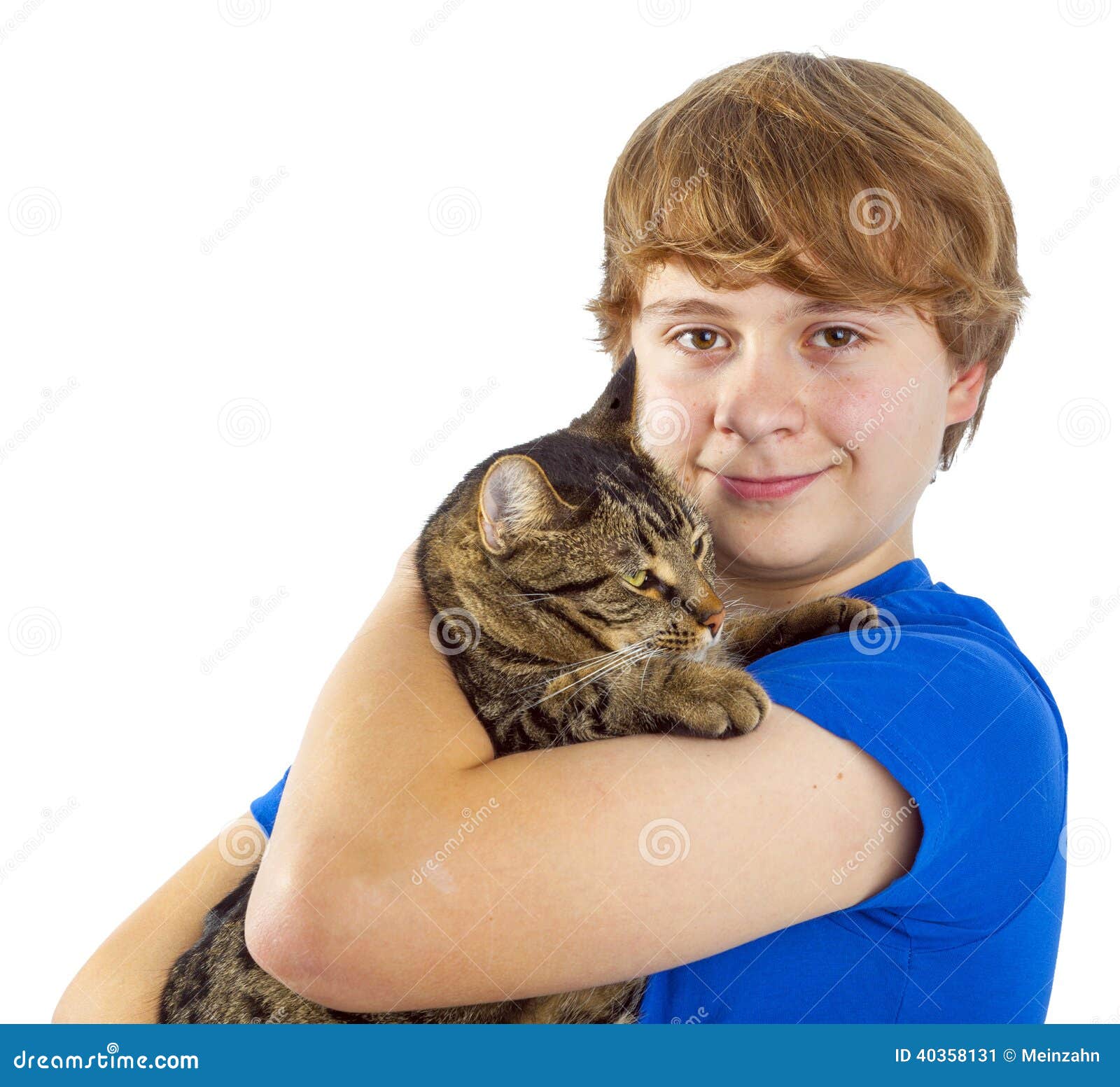Boy hugging his cat stock image. Image of young, animal - 40358131