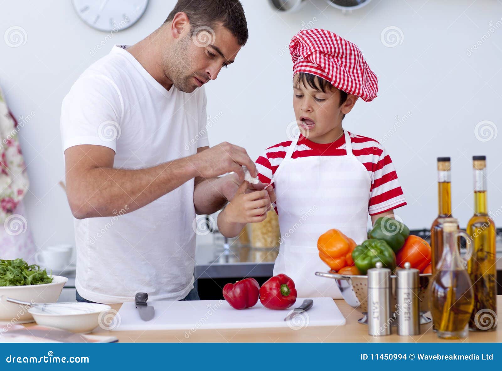 A Cut Of Finger While Cooking. Hand, Knife And Drops Of Blood On A ...