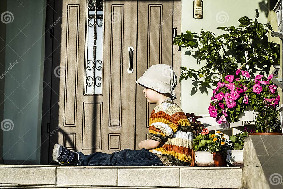 Boy hurt stock photo. Image of door, porch, hurt, closed - 54676582
