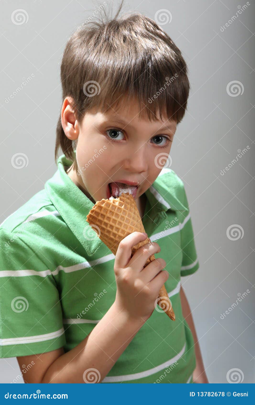 Boy with ice-cream stock photo. Image of people, young - 13782678