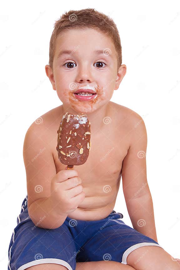Boy with Ice Cream in His Hand Stock Image - Image of delicious, cold ...