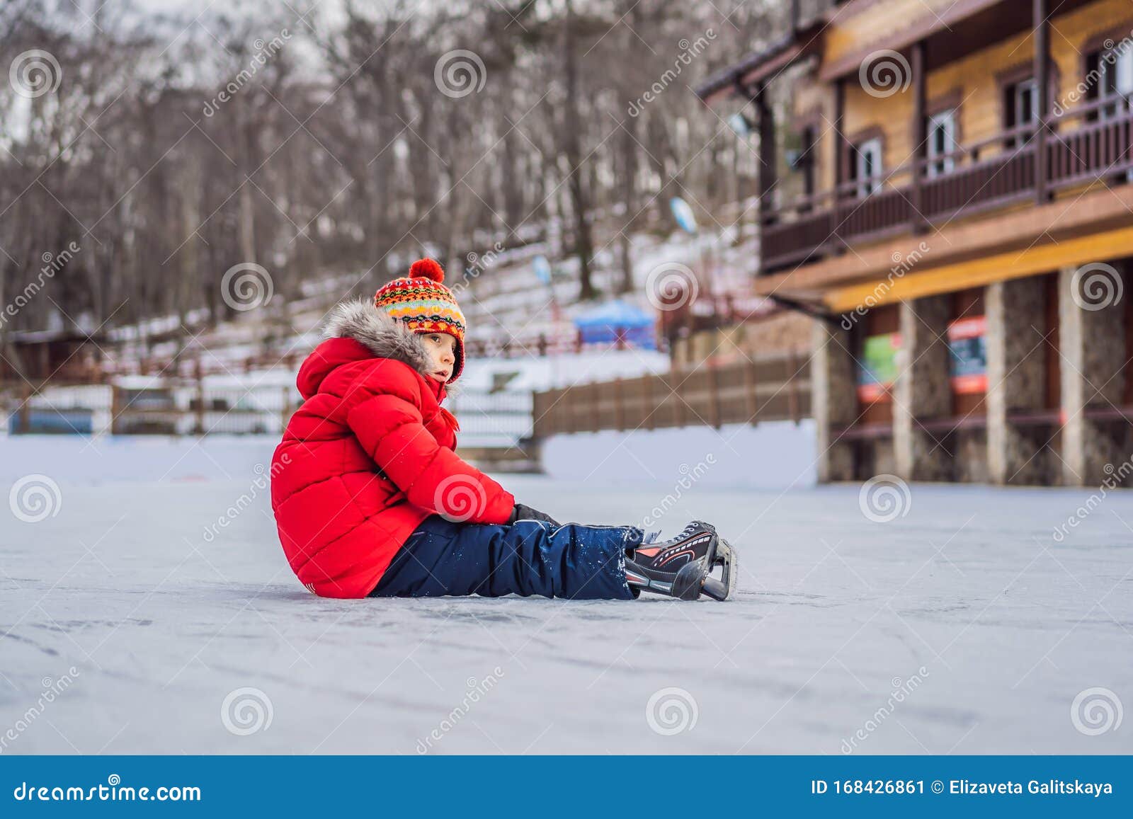 Boy Ice Skating for the First Time Stock Image - Image of cheerful ...