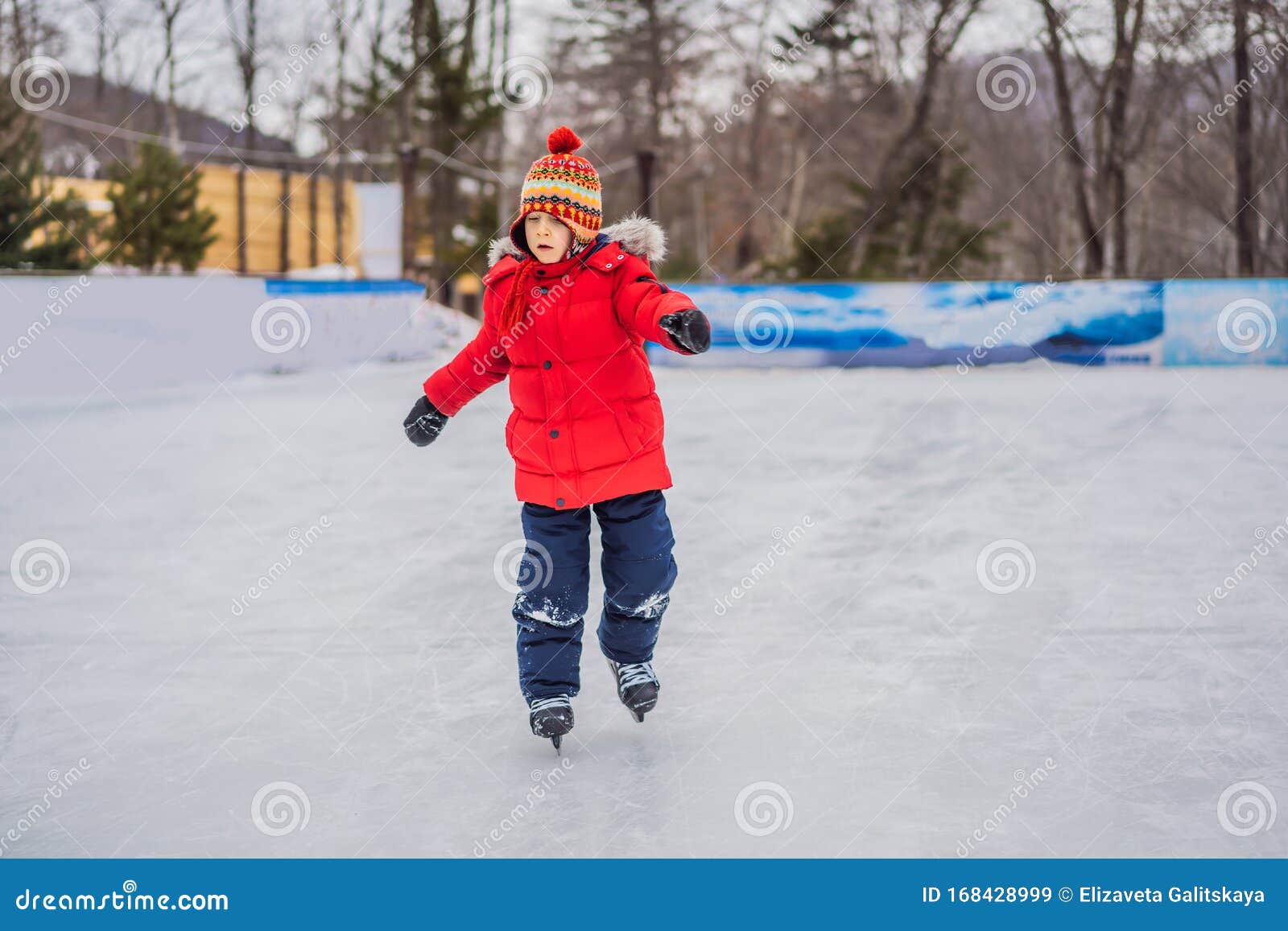 Boy Ice Skating for the First Time Stock Image - Image of healthy ...