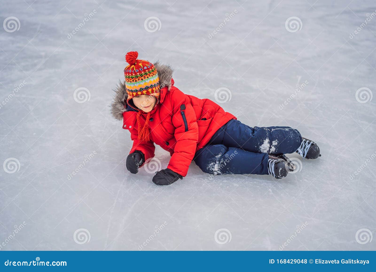 Boy Ice Skating for the First Time Stock Photo - Image of child, person ...