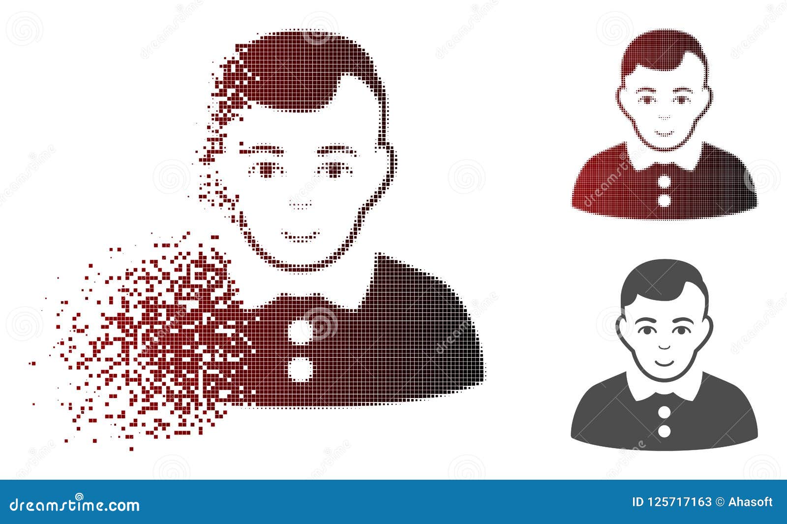 Dissipated Dot Halftone Boy Icon with Face Stock Vector - Illustration ...