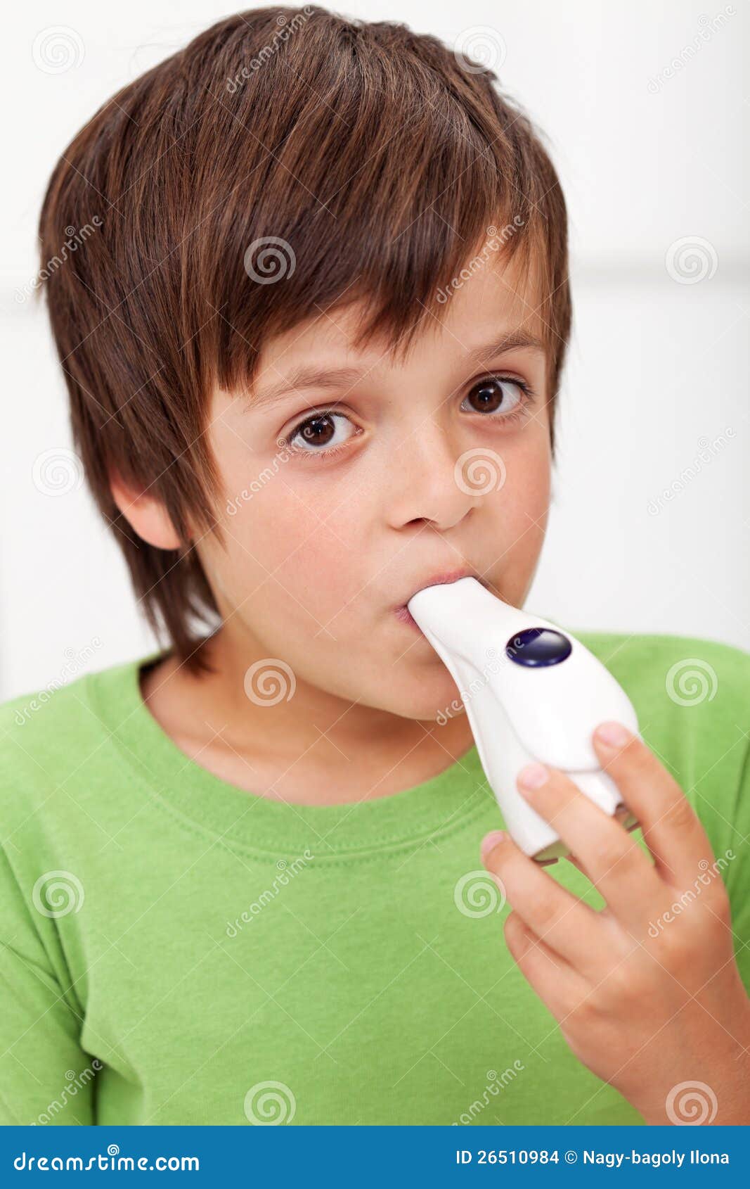 Boy with inhaler - closeup stock photo. Image of medicine - 26510984