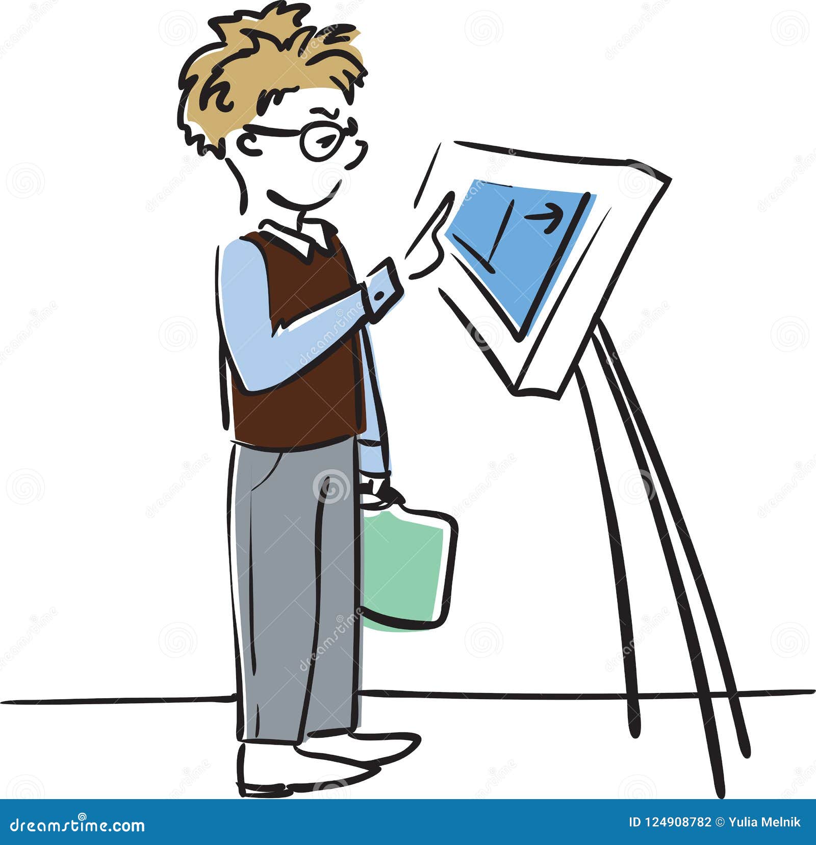 Boy Interacting with Computer System Stock Illustration - Illustration ...