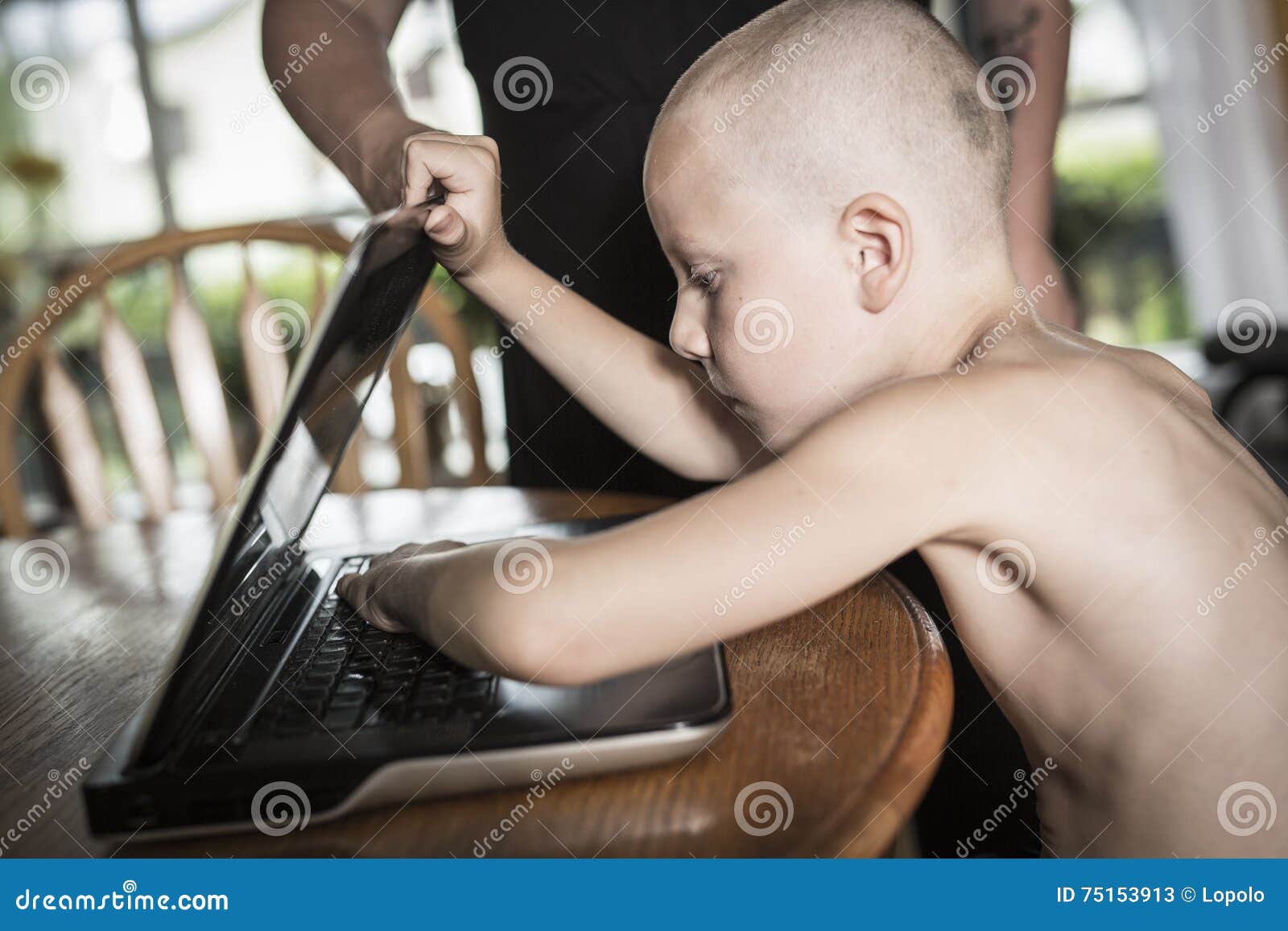 Boy with Internet Dependence Stock Image - Image of monitor, computer ...