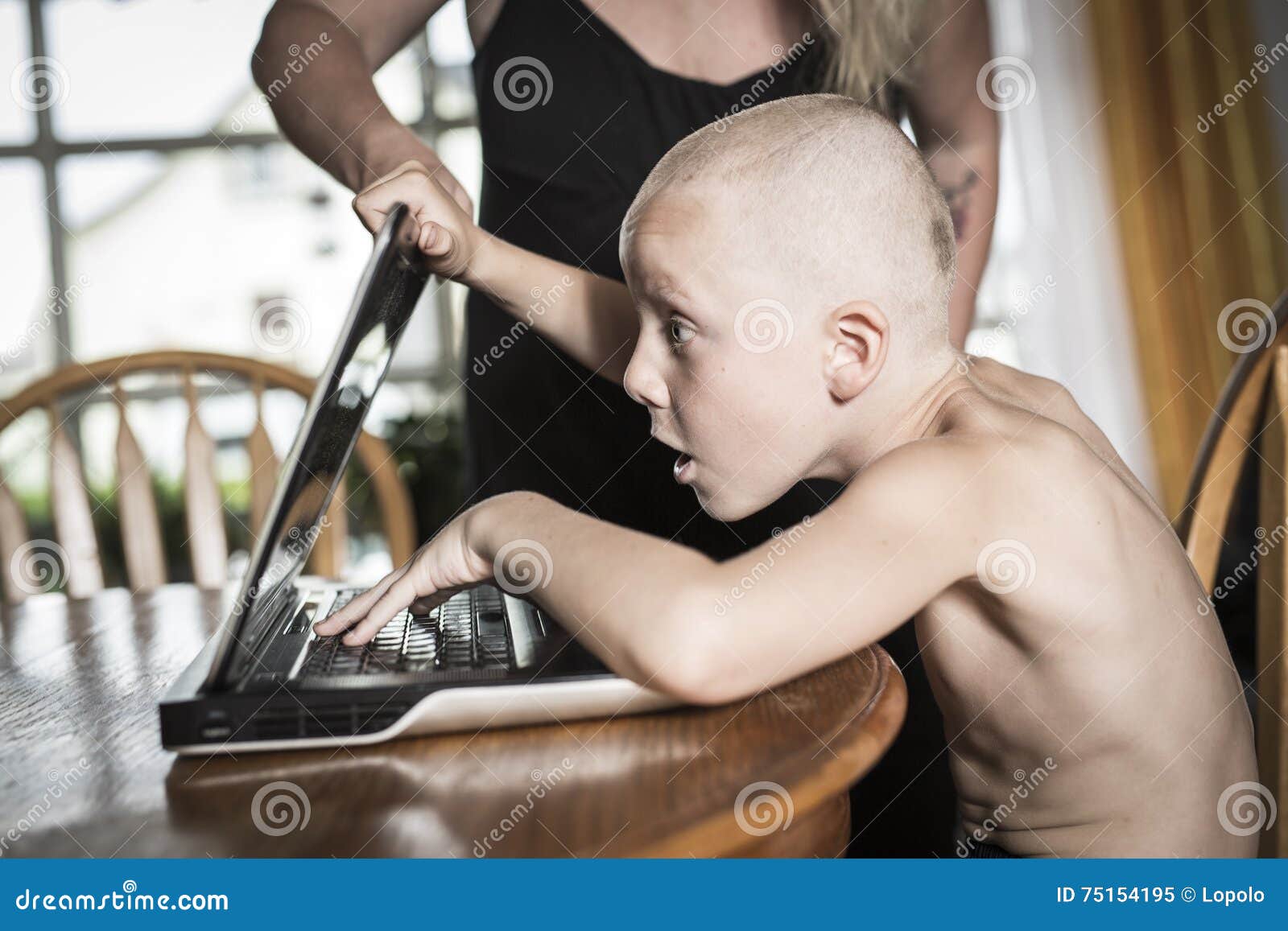 Boy with Internet Dependence Stock Image - Image of digital, online ...