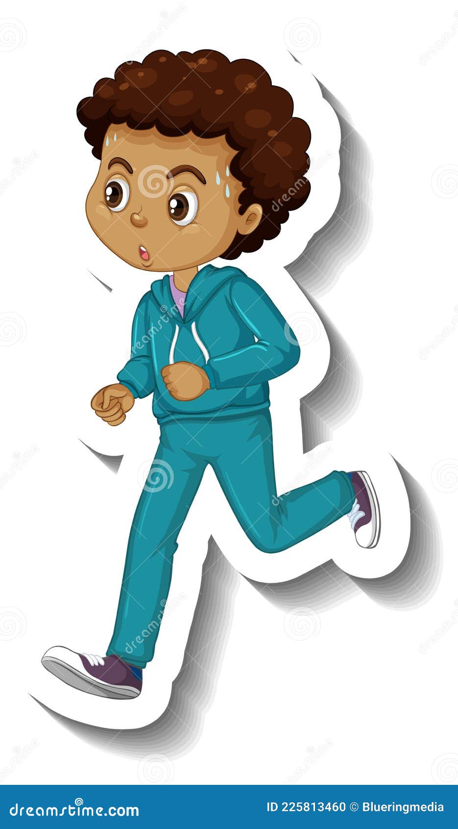 A Boy Jogging Cartoon Character Sticker Stock Vector - Illustration of ...