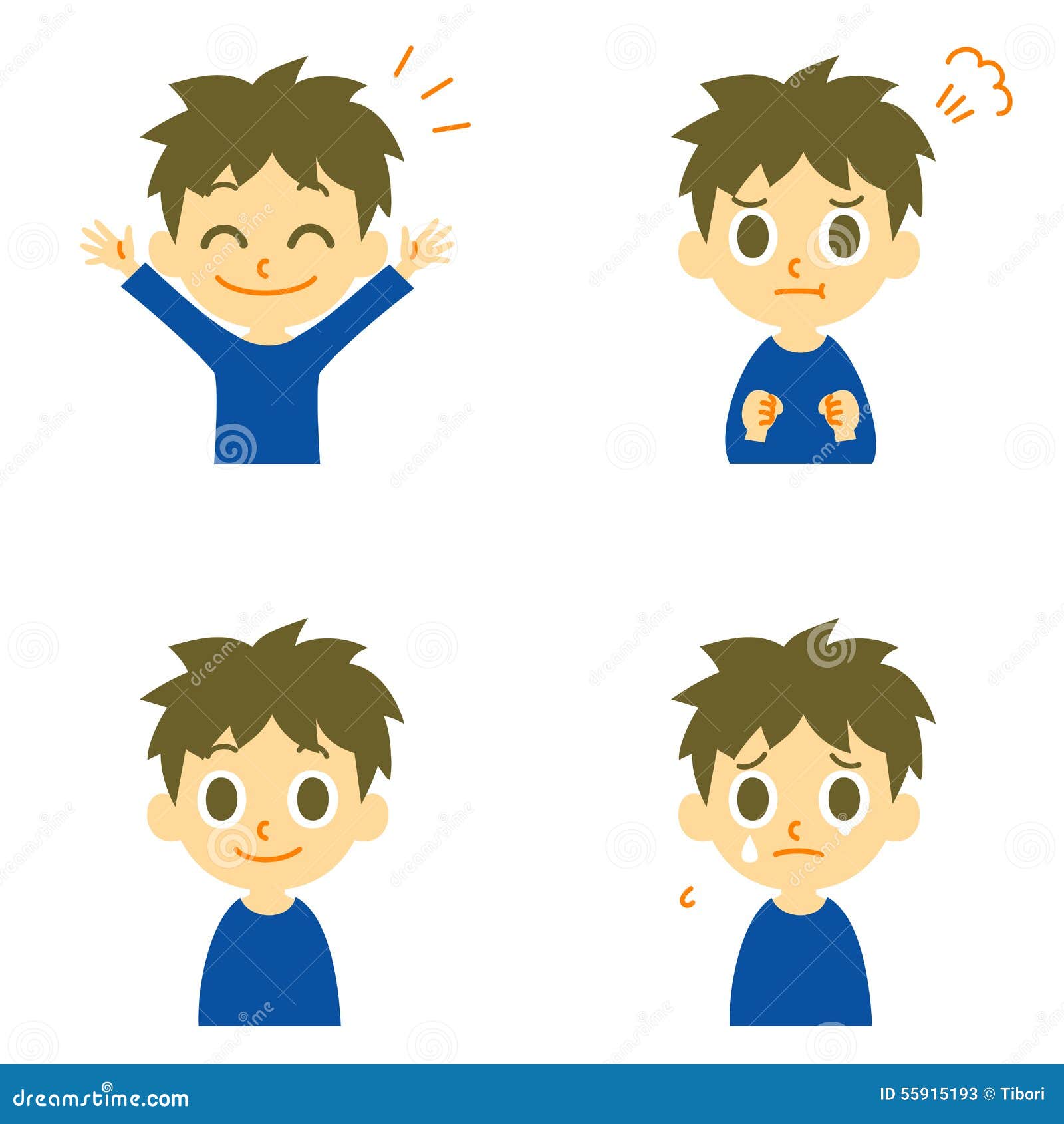 Boy, joyful, angry, weep stock vector. Illustration of angry - 55915193