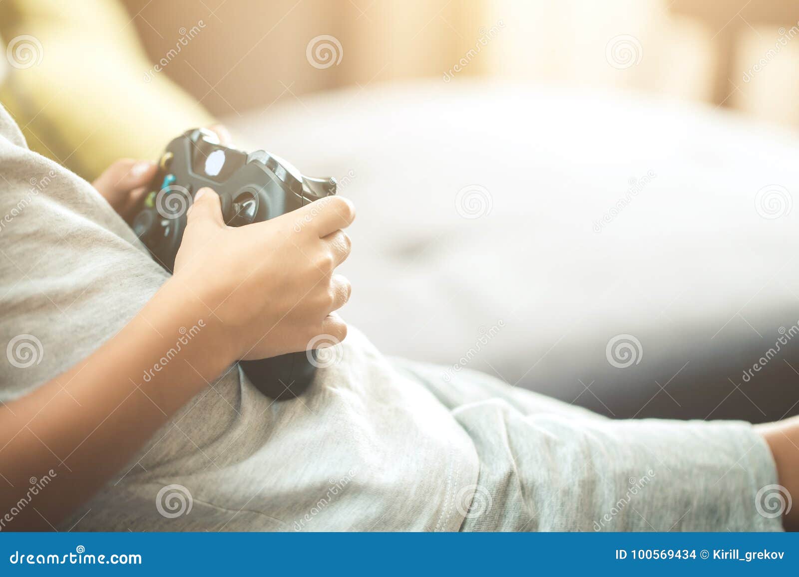 Boy with Joystick Controller in Hands Stock Photo - Image of console ...