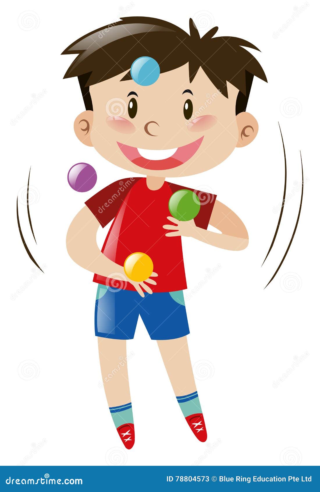 Boy Juggling Colorful Balls Stock Illustration - Illustration of ...