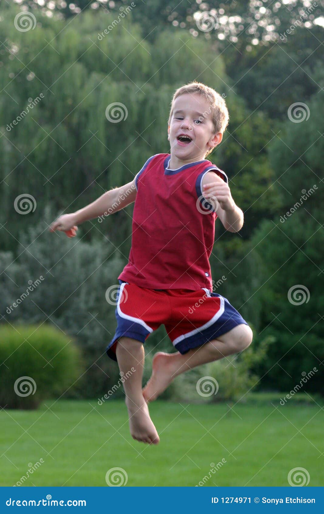 Boy Jumping stock image. Image of grass, portrait, vertical - 1274971