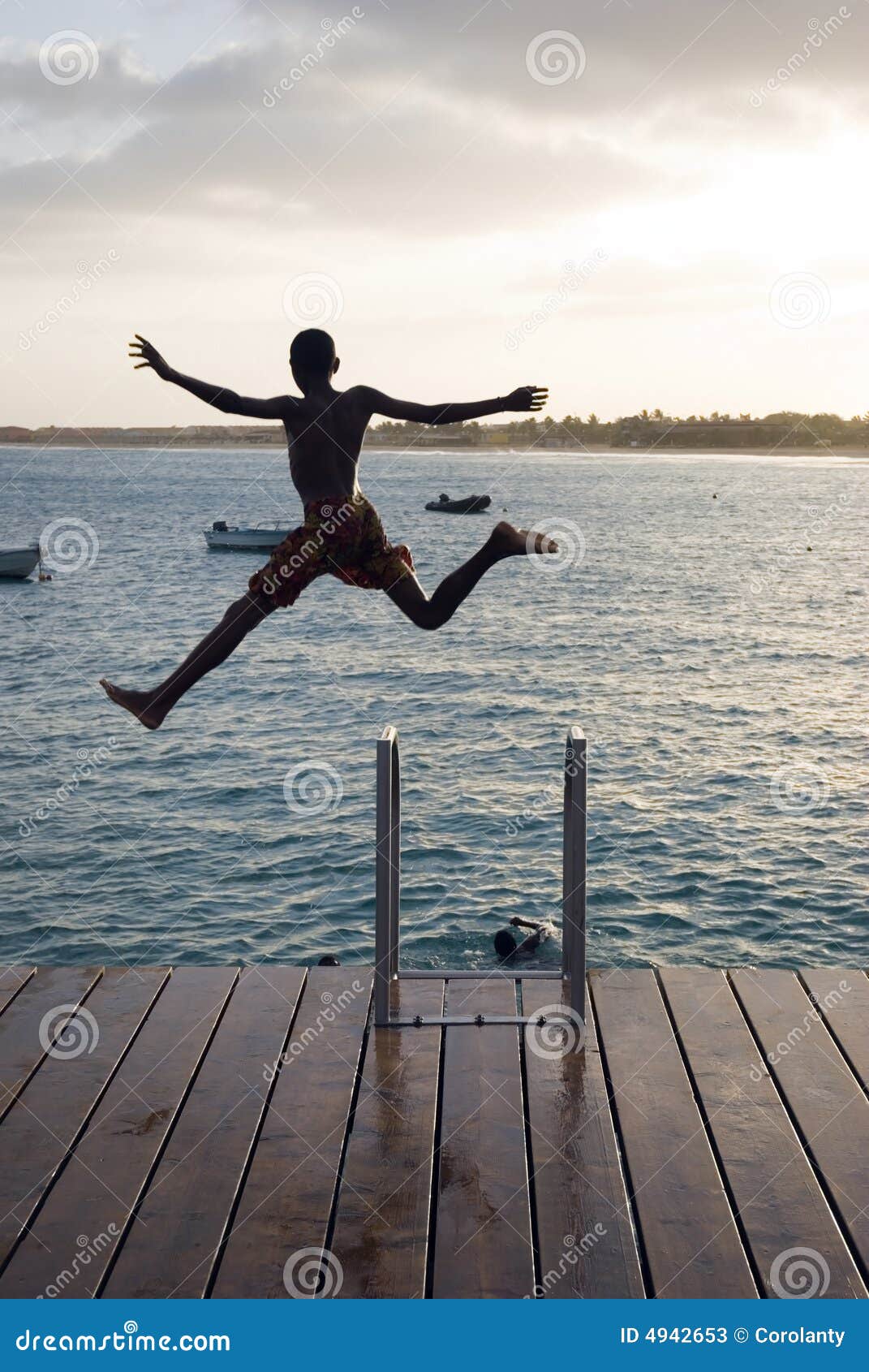 Boy jumping. stock image. Image of shorts, healthy, stunt - 4942653