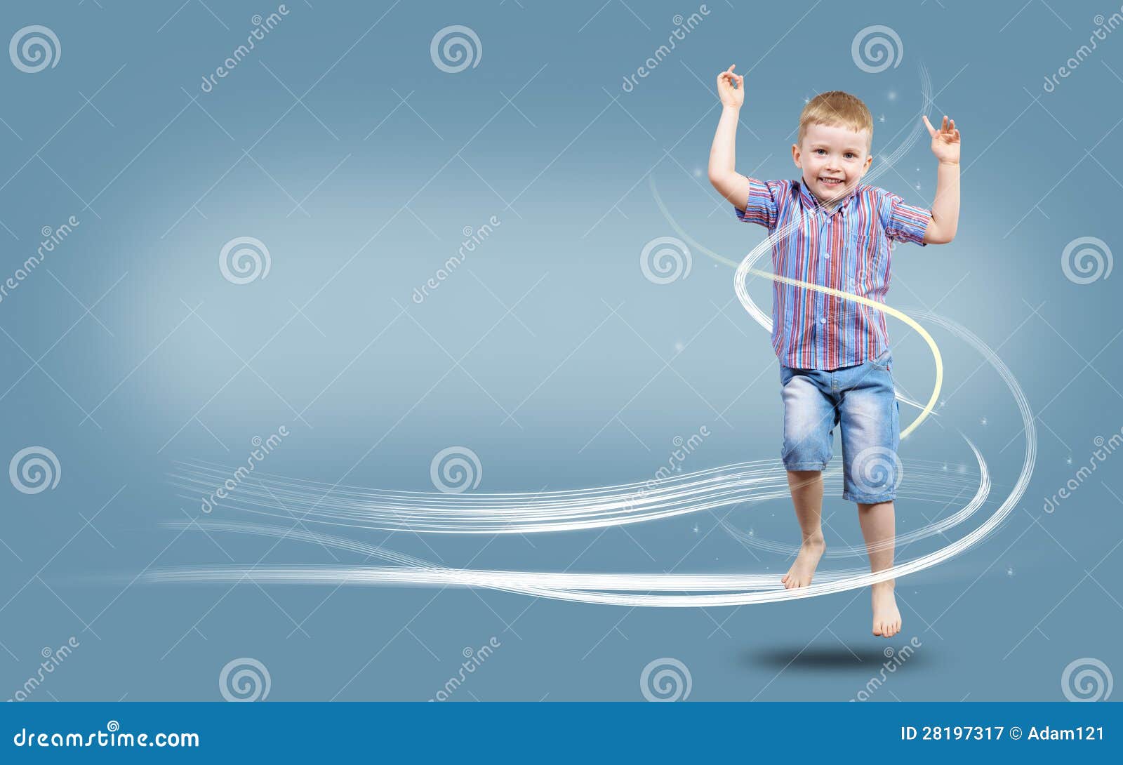 Boy jumping hands up stock image. Image of dream, aerobics - 28197317