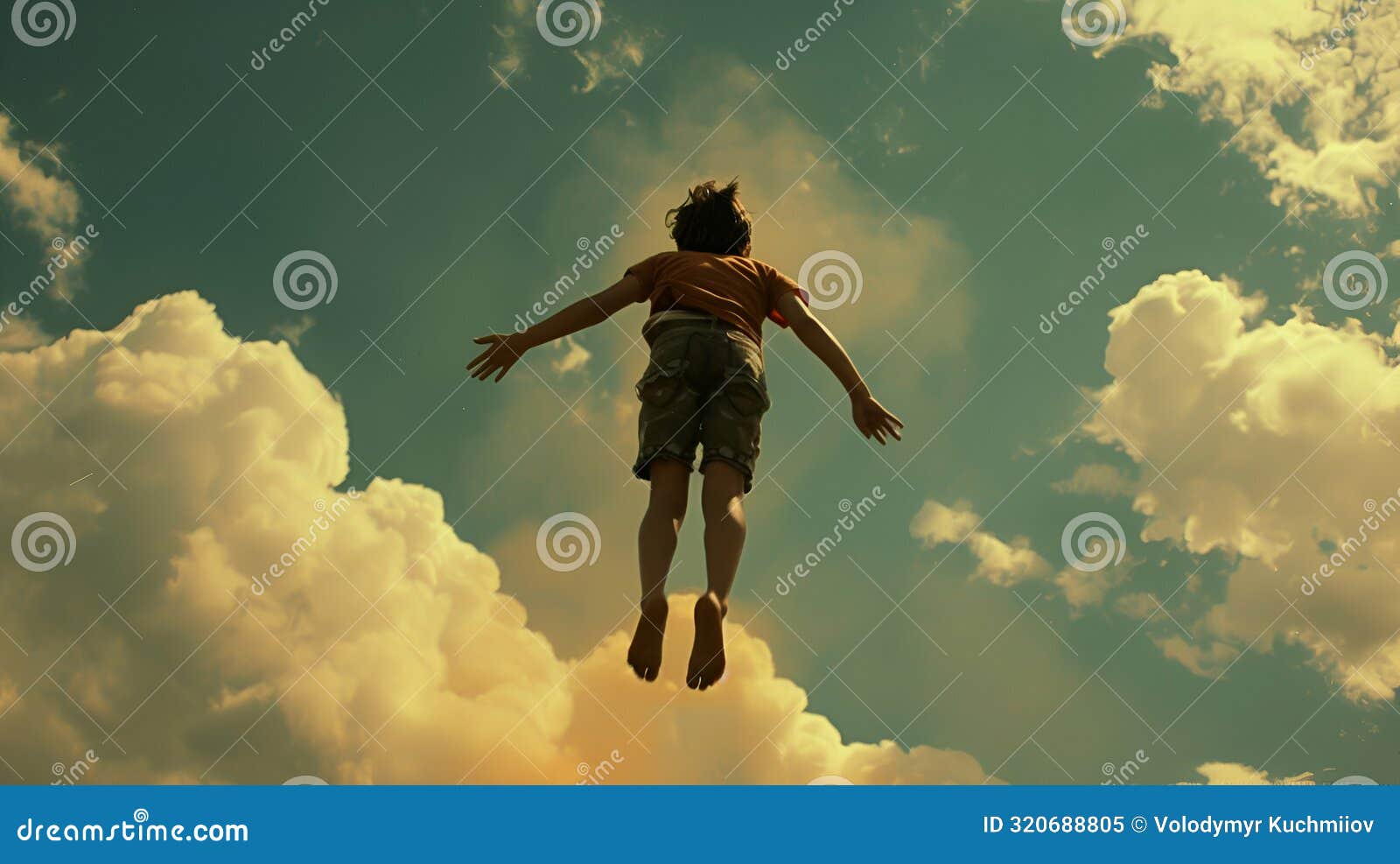 Boy Jumping High on a Trampoline Stock Illustration - Illustration of ...