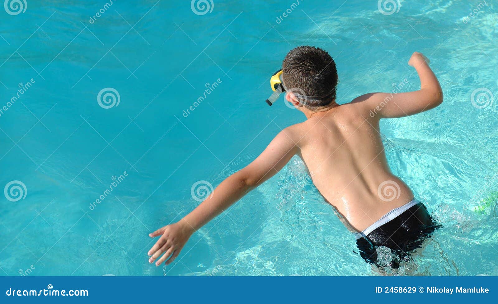 Boy Jumping into Swimming Pool Stock Image - Image of water, space: 2458629