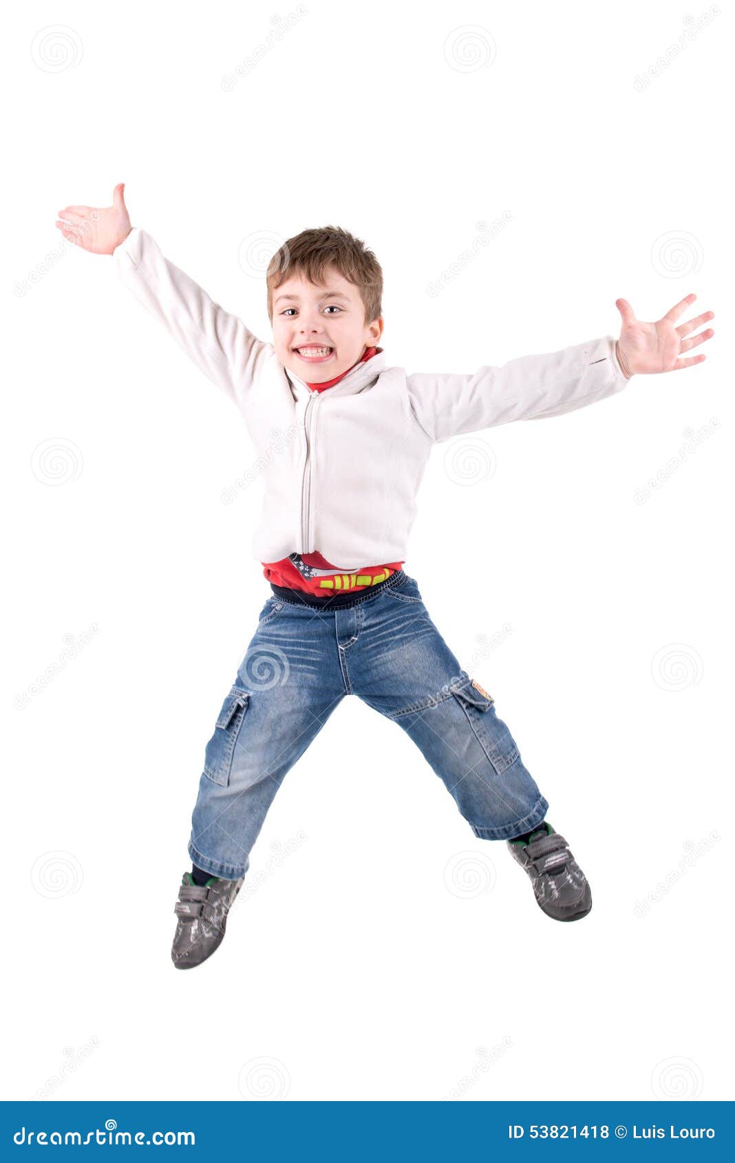 Boy jumping stock photo. Image of caucasian, pretty, little - 53821418