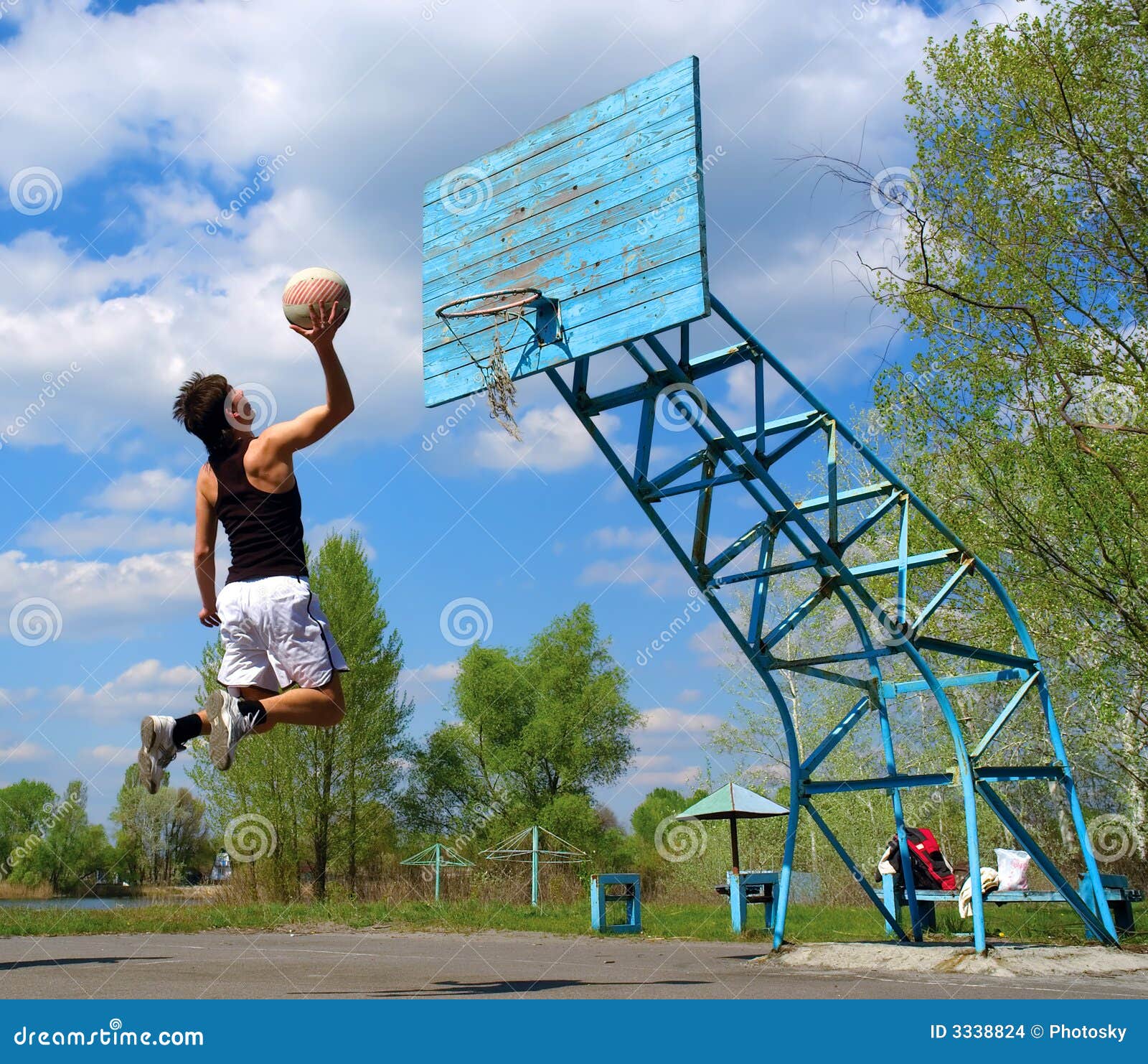 Boy Jumps with Basketball Ball Stock Photo - Image of hoop, people: 3338824