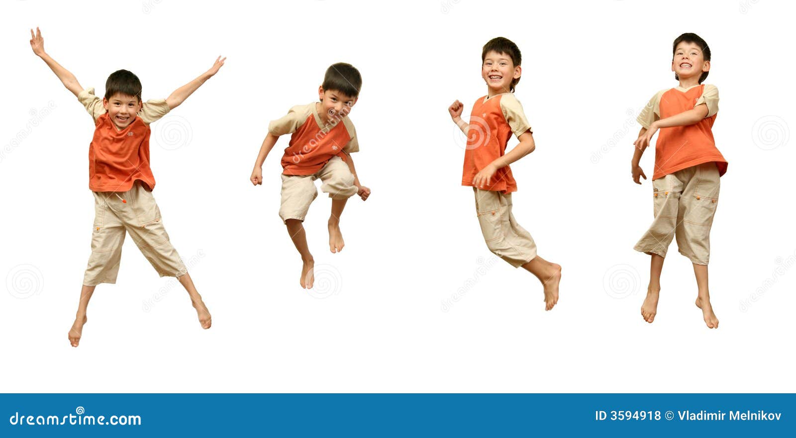 Boy Jumps On White Background. Stock Photo - Image of child, background ...