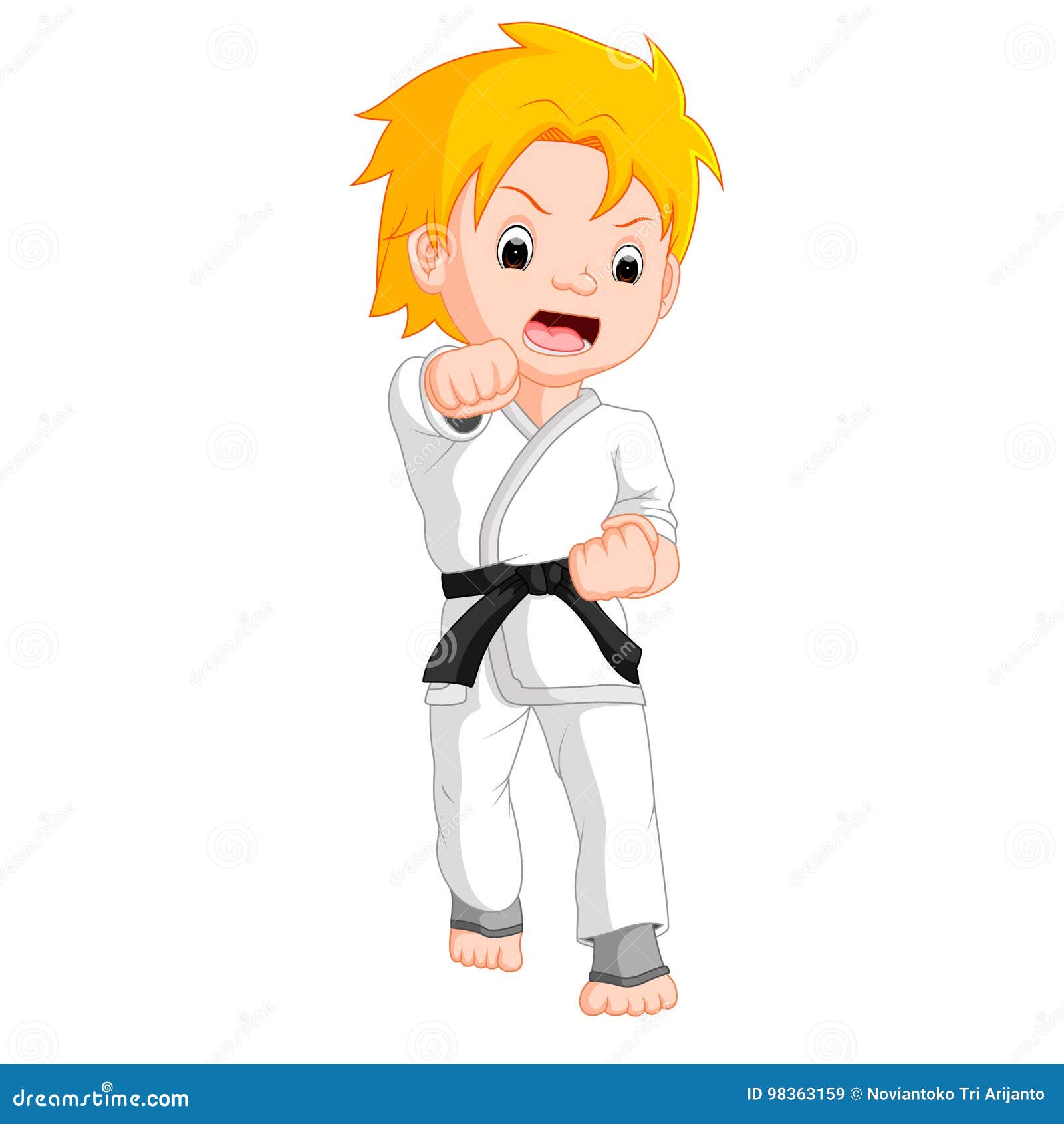 Boy Karate Player cartoon stock vector. Illustration of comic - 98363159