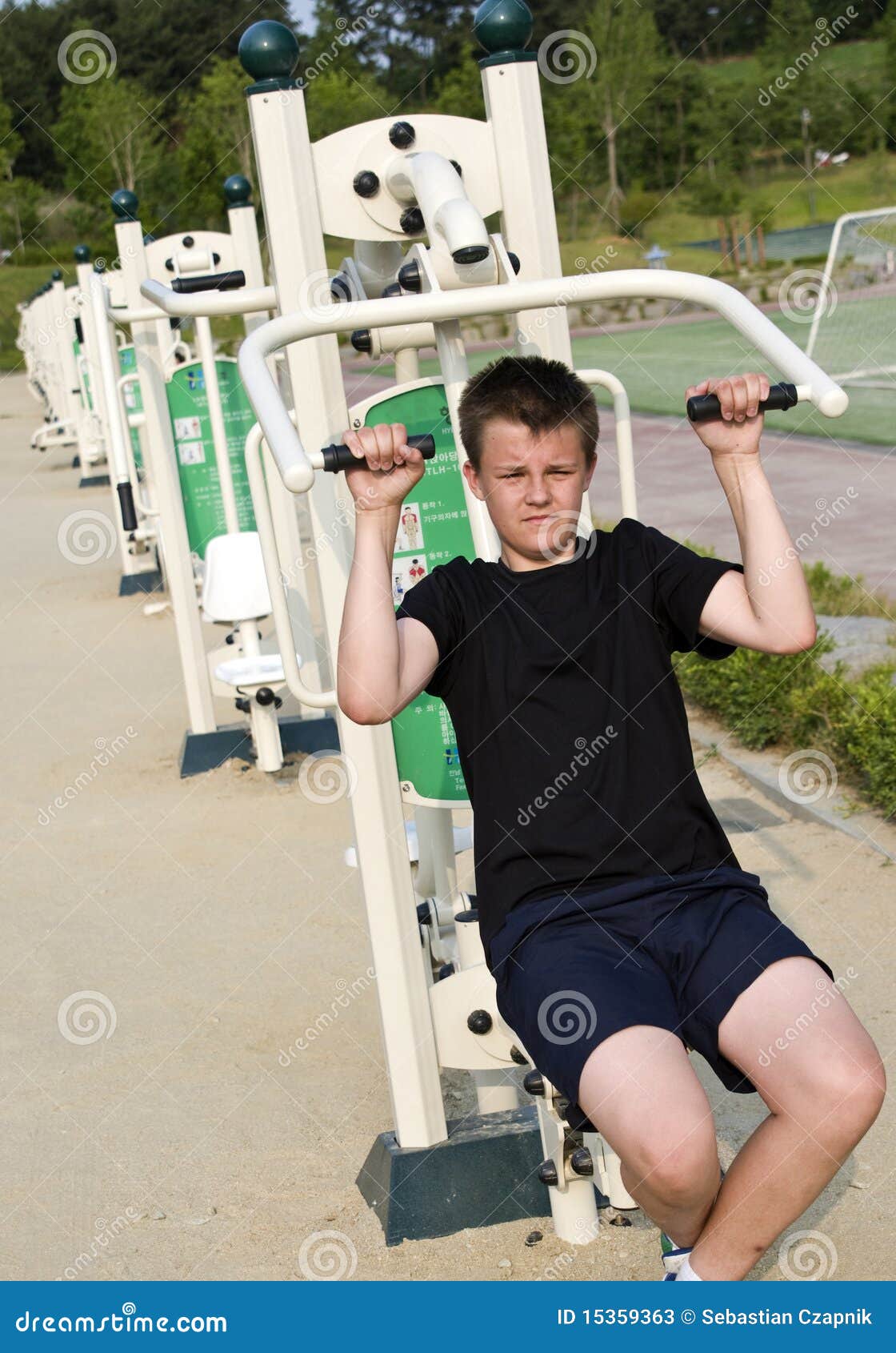 Boy keeping fit stock image. Image of train, park, practice - 15359363