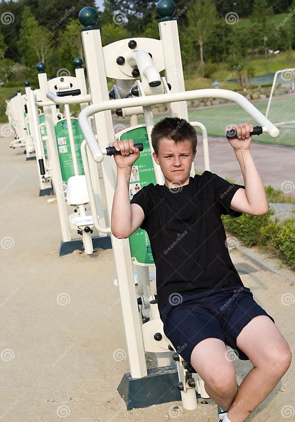 Boy keeping fit stock image. Image of train, park, practice - 15359363